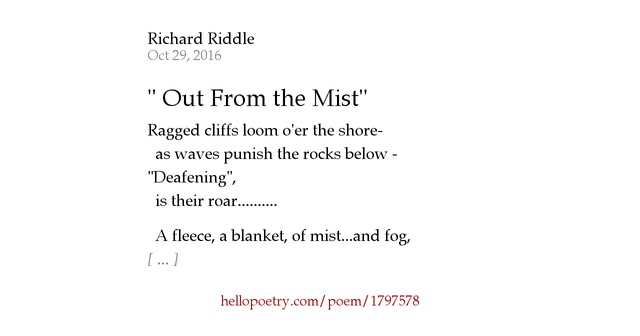 " Out From the Mist" by Richard Riddle - Hello Poetry