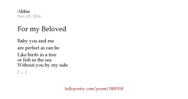 For my Beloved by Abbie - Hello Poetry