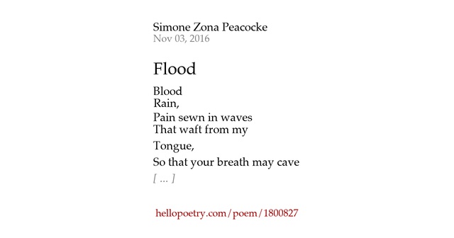 Flood by Simone Zona Peacocke - Hello Poetry