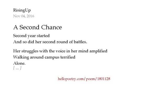 A Second Chance by RisingUp - Hello Poetry