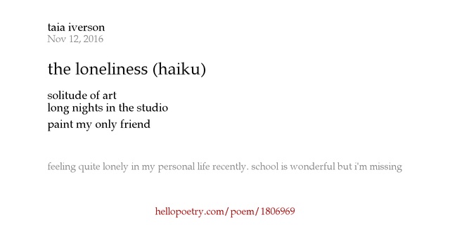 the loneliness (haiku) by taia - Hello Poetry