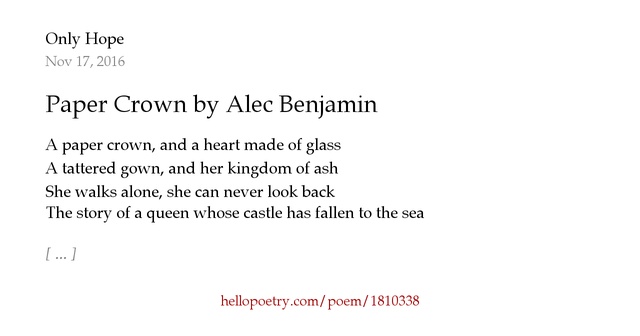 Alec Benjamin Paper Crown Meaning