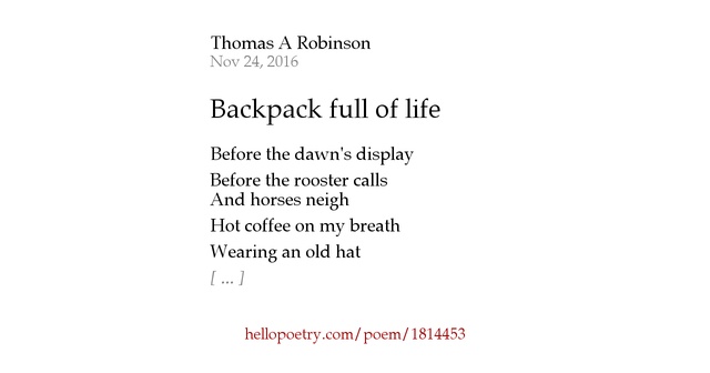 Backpack full of life by South by Southwest - Hello Poetry