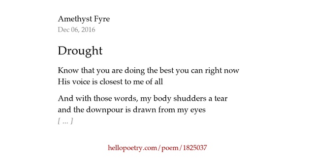 Drought by Amethyst Fyre - Hello Poetry