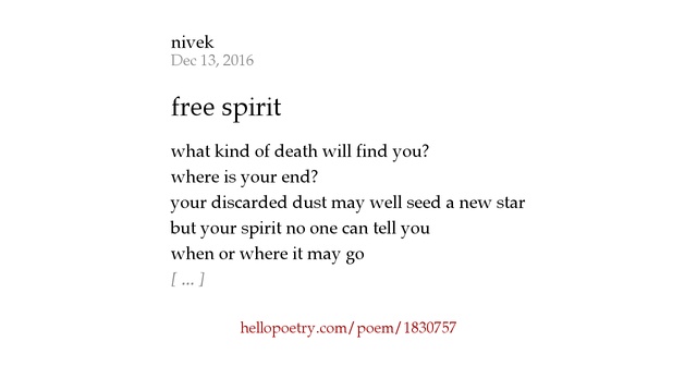free spirit by nivek - Hello Poetry