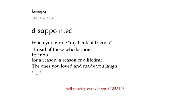 disappointed by keeepa - Hello Poetry