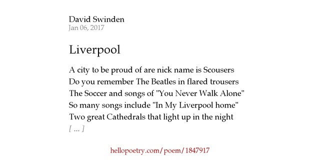 Liverpool by David Swinden - Hello Poetry