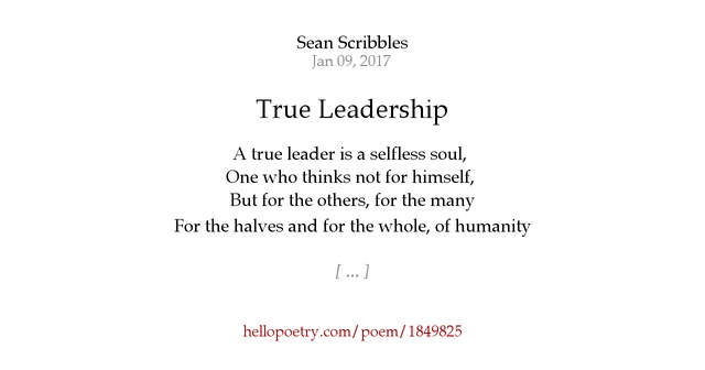 True Leadership by Seanathon - Hello Poetry