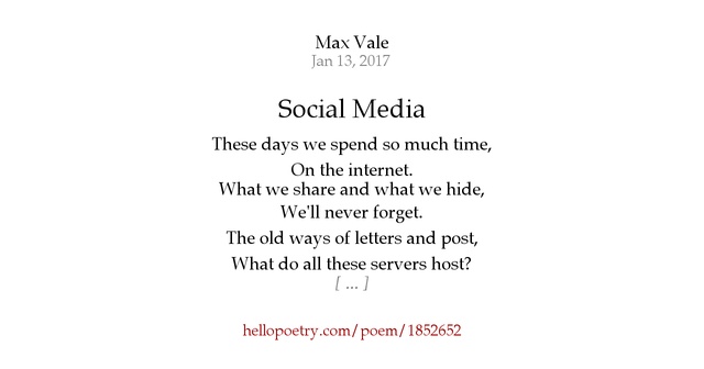 Social Media by Max Vale - Hello Poetry