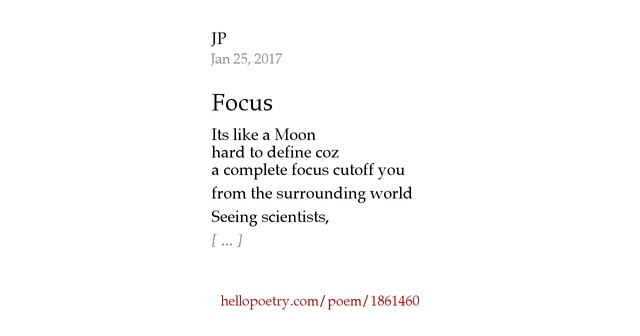 Focus by JP - Hello Poetry
