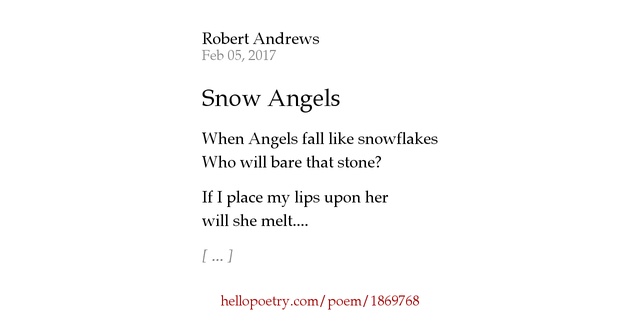 Snow Angels by Robert Andrews - Hello Poetry
