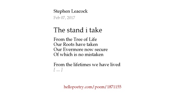 The stand i take by Stephen Leacock - Hello Poetry
