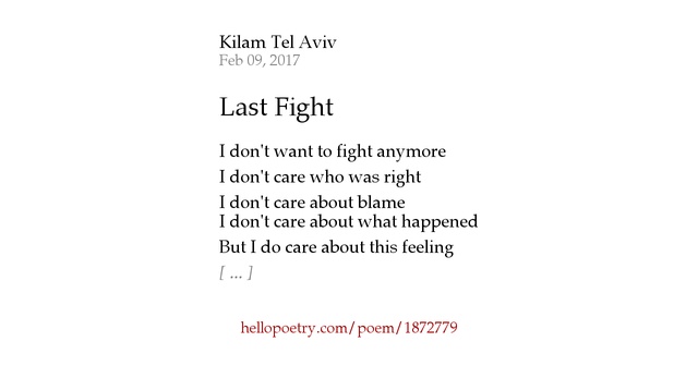 Last Fight by Kilam TA - Hello Poetry