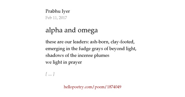 alpha and omega by Prabhu Iyer - Hello Poetry