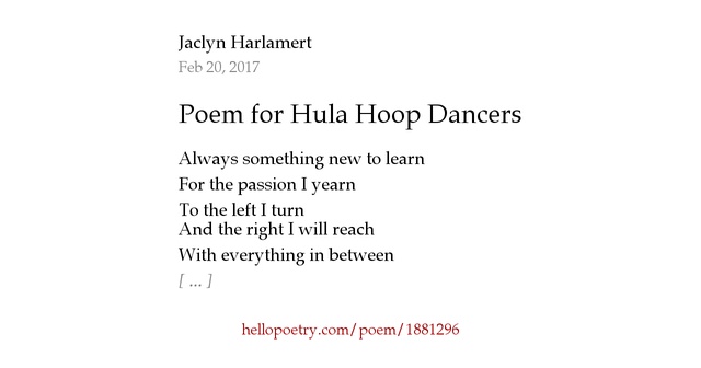 Poem for Hula Hoop Dancers by Jaclyn Harlamert - Hello Poetry