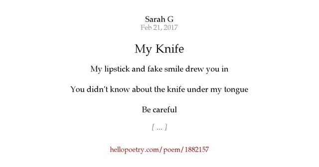My Knife by Ashton G - Hello Poetry