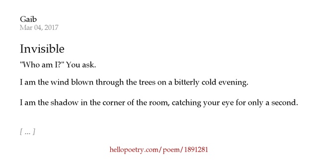 Invisible by G - Hello Poetry