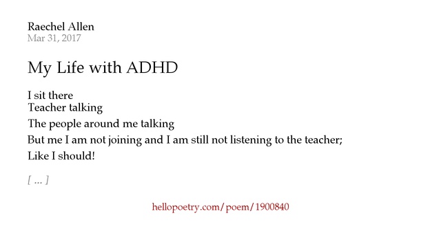 My Life with ADHD by Raechel Allen - Hello Poetry