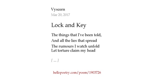 Lock and Key by Vyscern - Hello Poetry