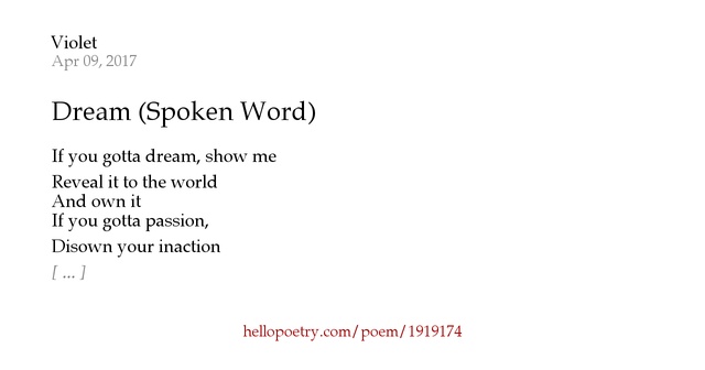 Dream Spoken Word By Violet Hello Poetry