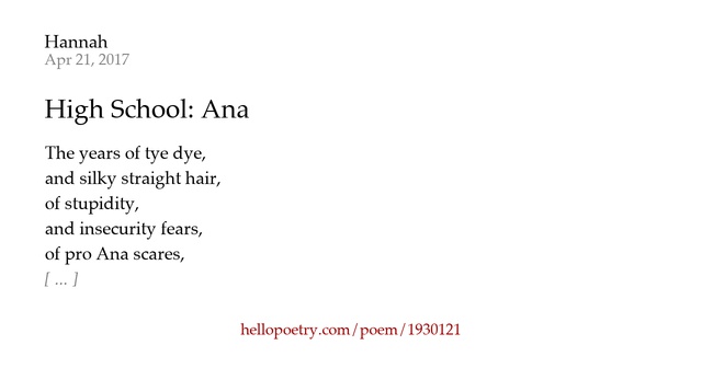 High School: Ana by Hannah - Hello Poetry