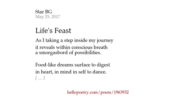Life's Feast by Star BG - Hello Poetry