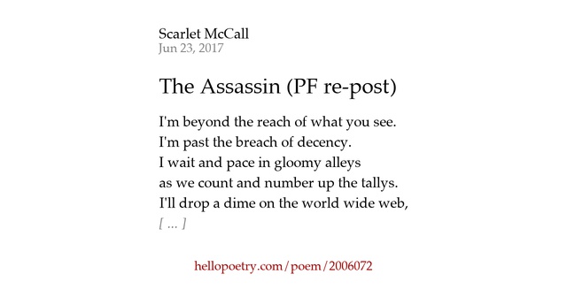 The Assassin (PF re-post) by Scarlet McCall - Hello Poetry