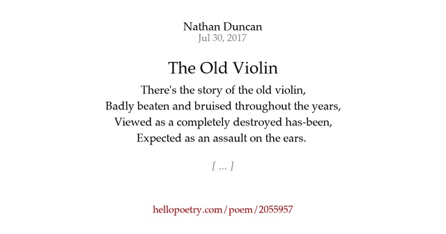 The Old Violin by Nathan Duncan - Hello Poetry