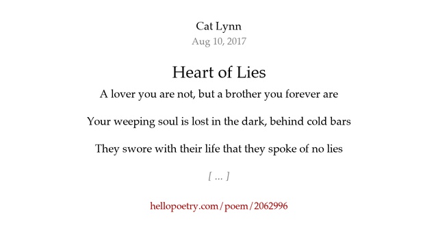 Heart of Lies by Cat Lynn - Hello Poetry