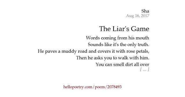 The Liar's Game by Sha - Hello Poetry