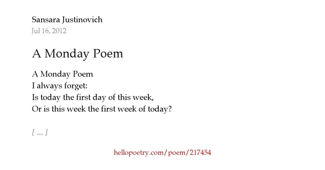 Monday Work Poems