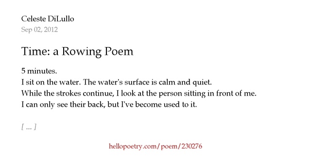 Time: a Rowing Poem by Celeste DiLullo - Hello Poetry