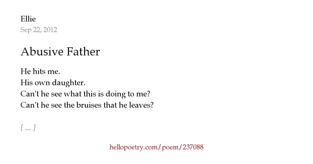 Abusive Father by Ellie - Hello Poetry