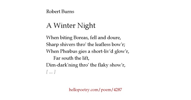 A Winter Night by Robert Burns - Hello Poetry
