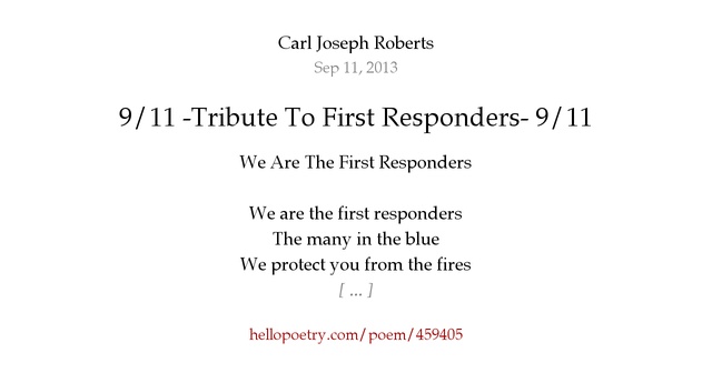 9/11 -Tribute To First Responders- 9/11 by Carl Joseph Roberts - Hello ...