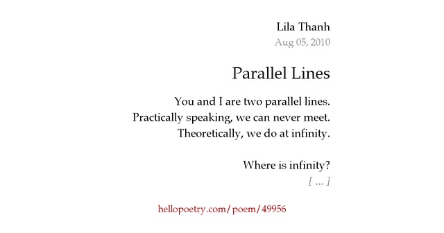 Parallel Lines by Lila Lily-Thanh - Hello Poetry