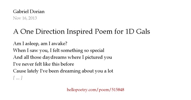 A One Direction Inspired Poem for 1D Gals by Gabriel Dorian - Hello Poetry