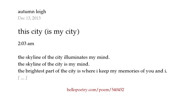 this city (is my city) by labyrinths - Hello Poetry