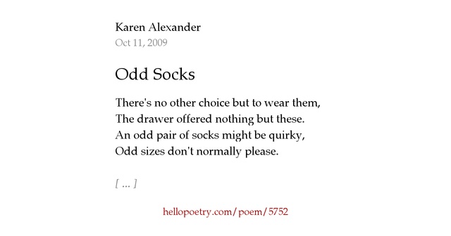 Odd Socks by Karen Alexander - Hello Poetry