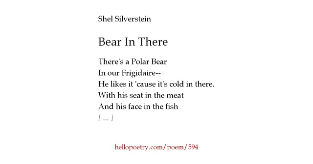 Bear In There by Shel Silverstein - Hello Poetry