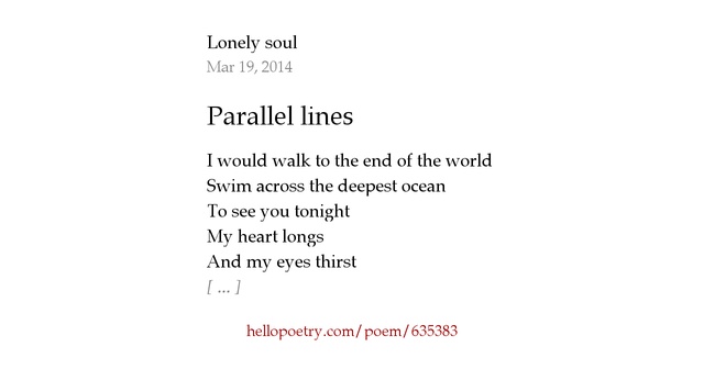 Parallel lines by Wandering soul - Hello Poetry