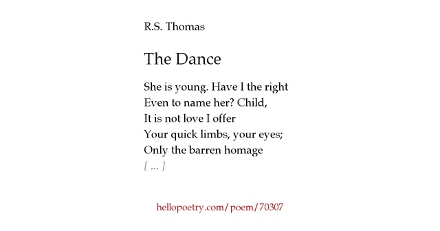 The Dance by R.S. Thomas - Hello Poetry