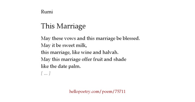 This Marriage by Rumi - Hello Poetry