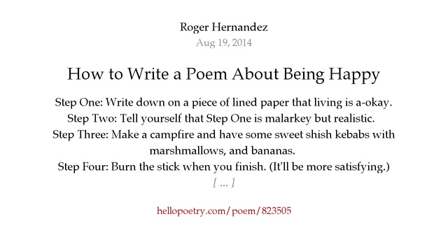 How to Write a Poem About Being Happy by Roger Hernandez - Hello Poetry