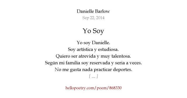 Yo Soy by Danielle Barlow - Hello Poetry