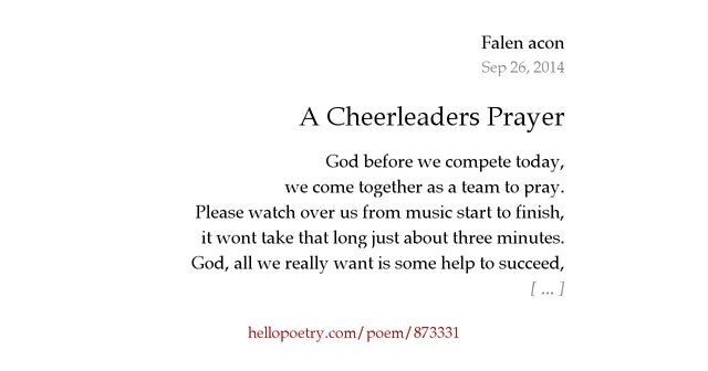 A Cheerleaders Prayer by Bunhead17 - Hello Poetry