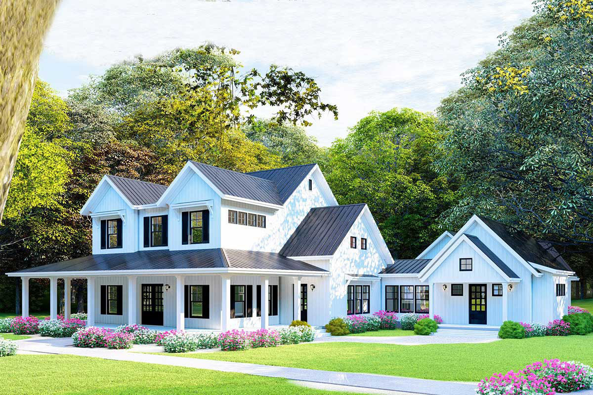 Dreamy Modern Farmhouse Plan With Loft Overlooking Great And Dining Dreamy Modern Farmhouse Plan With Loft Overlooking Great And Dining