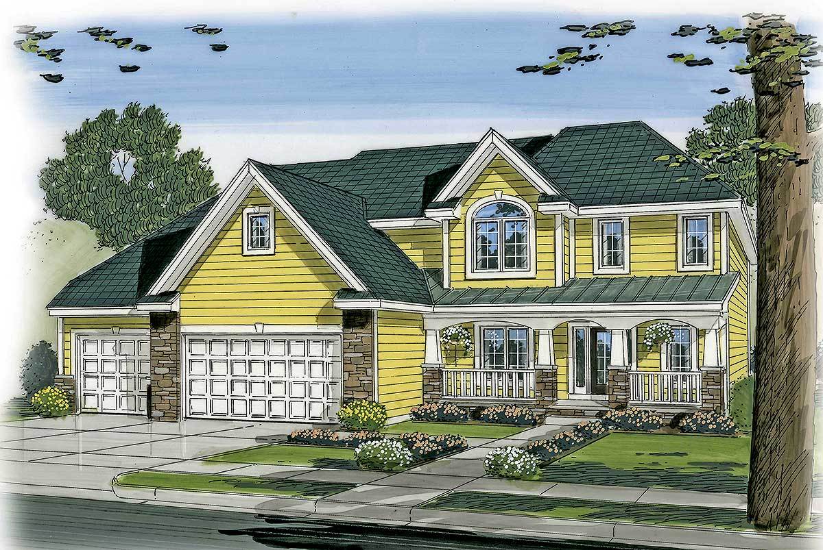 Country Home with 4 Car Tandem Garage - 62577DJ | Architectural Designs ...