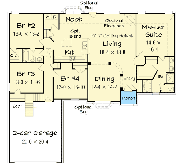 Brick Ranch House Plan - 68011HR | Architectural Designs - House Plans
