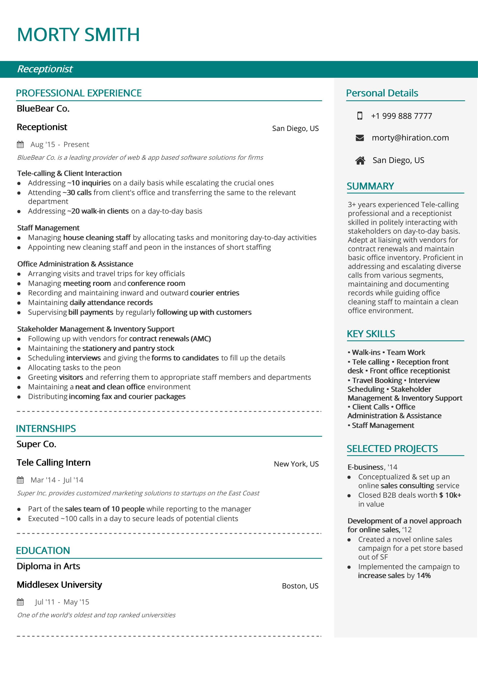 Receptionist Resume 10 Step 2019 Guide With Samples 20 Examples